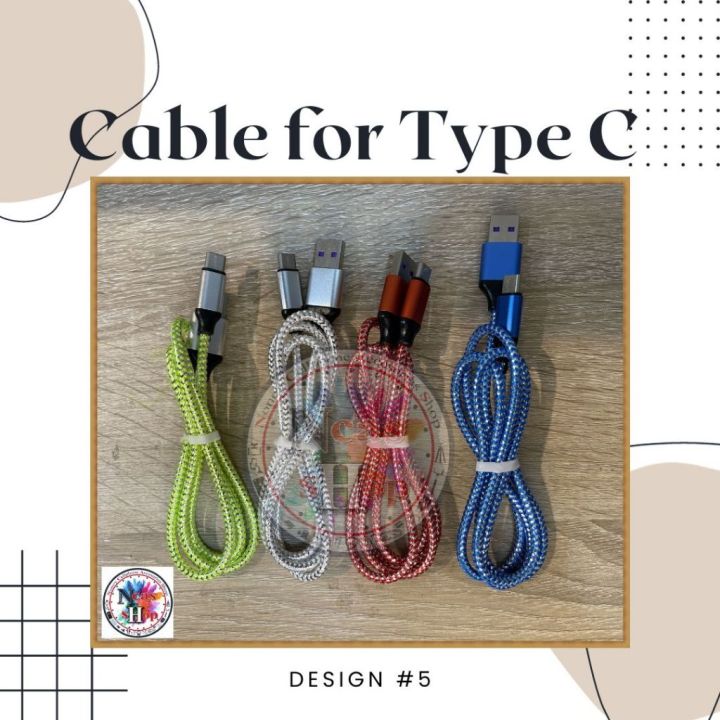 CABLE / CORD ASSORTED DESIGNS AND COLOR FOR TYPE C with FREE WHITE PLASTIC | Lazada PH