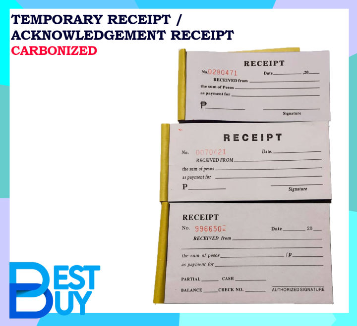 Temporary / acknowledgement Receipt Resibo carbonize 2 ply | Lazada PH