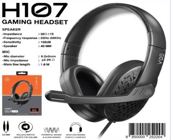 หูฟังเกมส์มิ่ง EGA LITE TYPE H107 ดีไซน์เหมาะกับการใช้งาน ไม่ว่าจะดูหนัง ฟังเพลง Jack 3.5mm ...