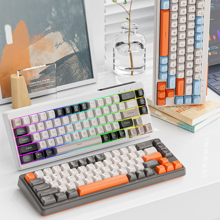 Wireless Mechanical Keyboard 68 Keys Mini Office Keyboard RGB Backlit ...