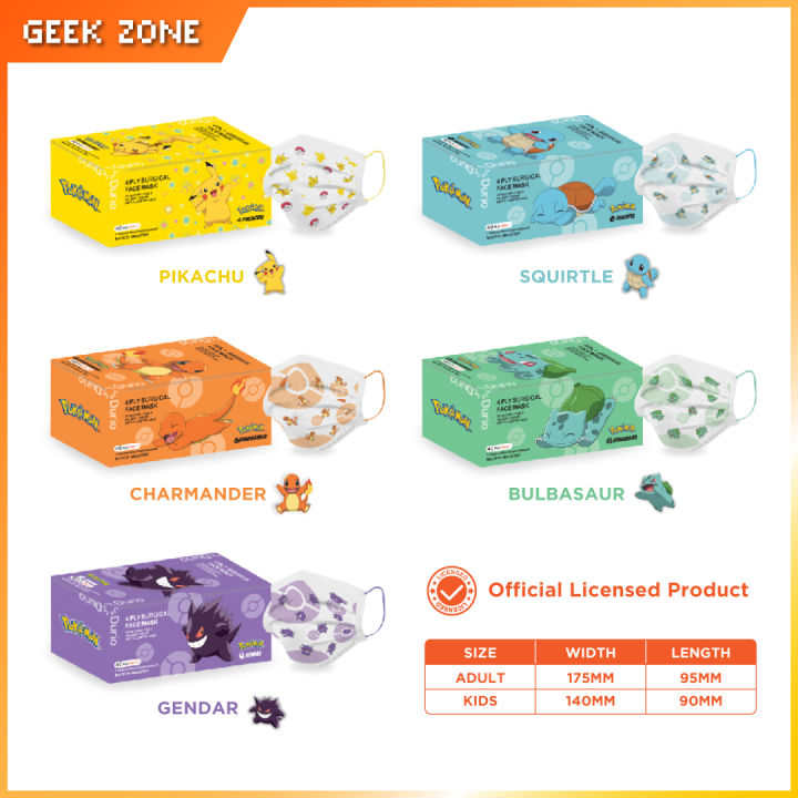 Durio Pokemon 4 Ply Surgical Face Mask (Licensed Product) | Lazada