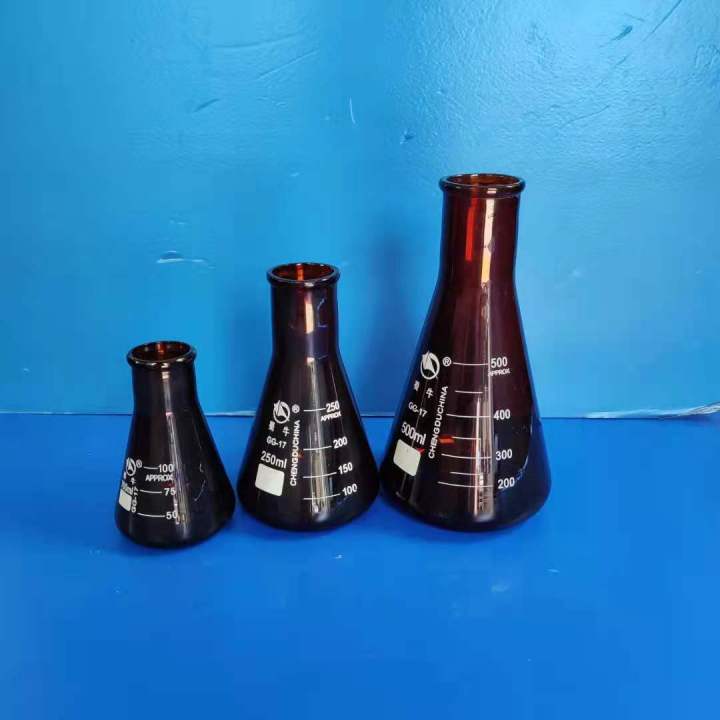 +MY-- Shuniu Brown Glass Triangle Flask 250ml Laboratory Light Shield ...