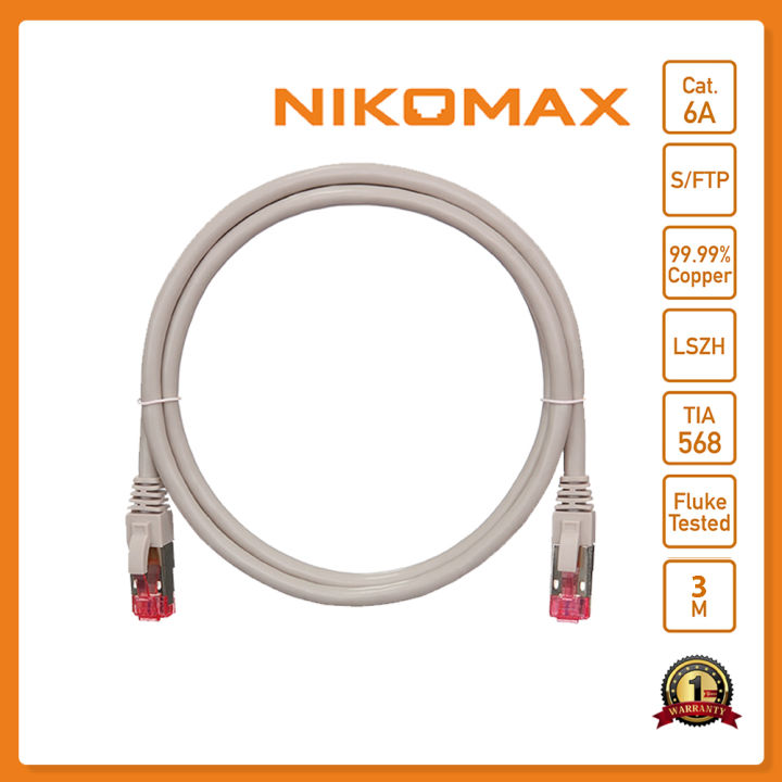 สาย Lan Cable Cat6A ขนาด 3.0m พร้อม shield 2 ชั้น (S/FTP) สำเร็จรูป คุณภาพสูง Nikomax รุ่น NMC ...