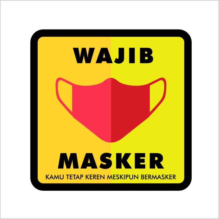 Stiker Wajib Pakai Masker Untuk Wajah Mulut Muka | Lazada Indonesia