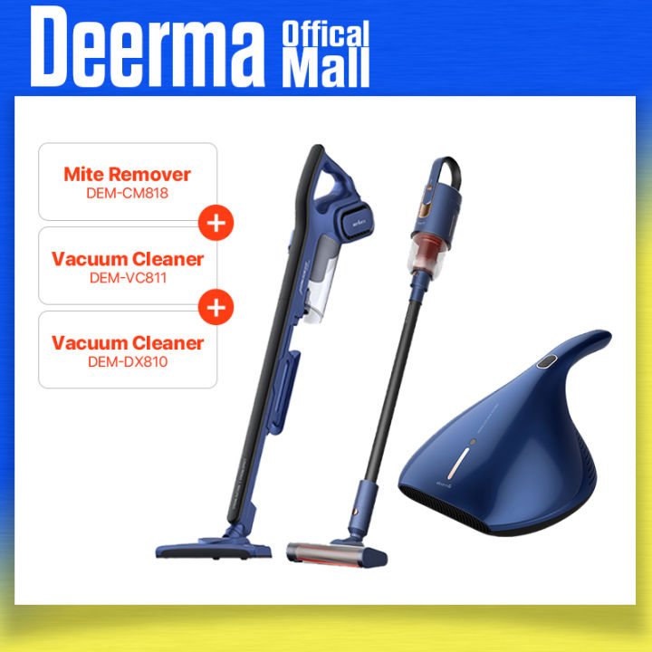 Deerma Blue Series Set - CM818 Mite Remover+DX810 Wired Vacuum Cleaner ...