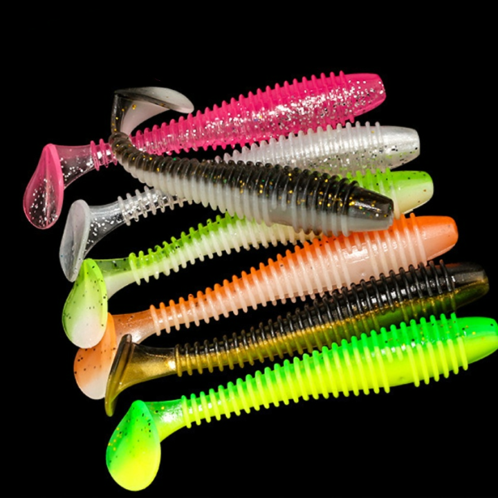 1pcs 5.5cm Fishing Soft Plastic Lures Jig Lures Trout Bass Fishing Worm ...