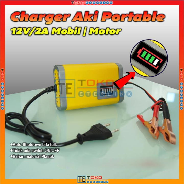 Alat Cas Motor Mobil Charger 12V 2A LED Indikator | Lazada Indonesia