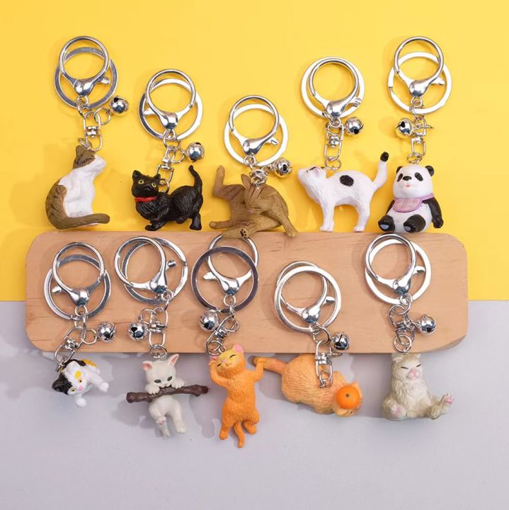 Cute Cat Pendant Keychains Cartoon Bag Charm Keychains Women Car Key ...
