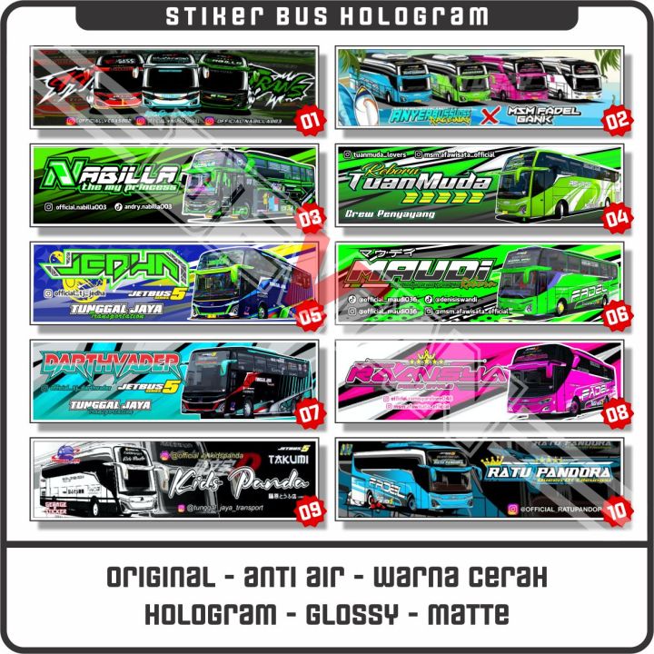 stiker bus hologram/glossy (isi80/60/40/20/10) original anti air ...