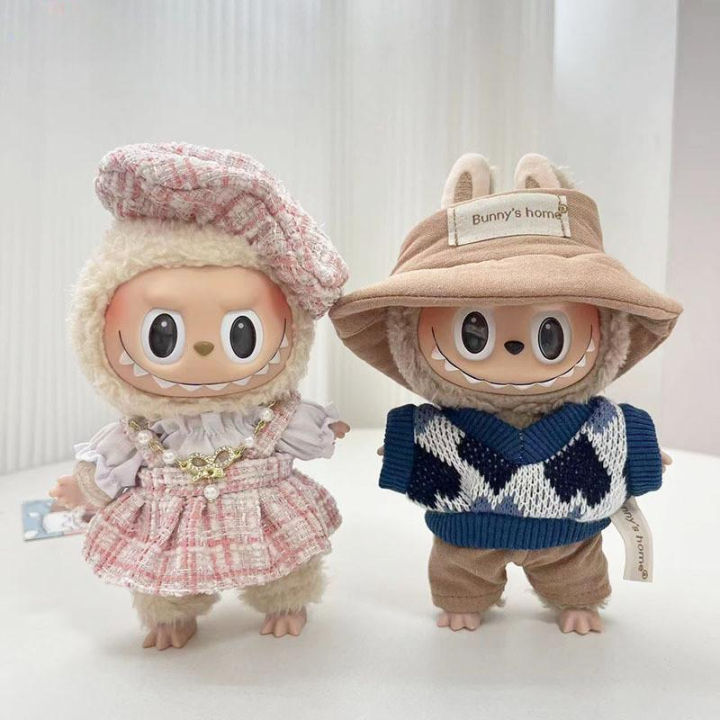 BC 1 PC cloth labubu The 17cm blind box is clothed with a light blue ...