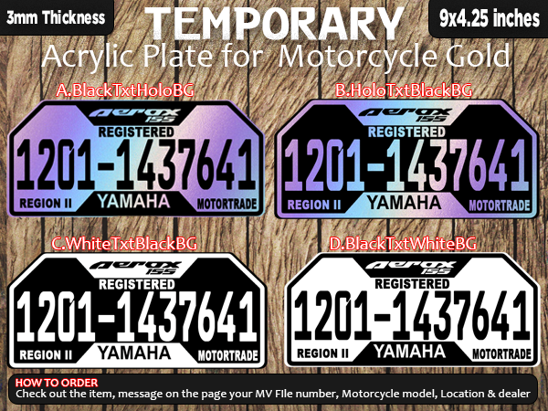JD Print Temporary Motorcycle Plate Number Hologram (Acrylic 3MM ...