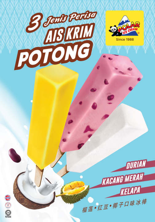 Polar Ice Cream Potong (Coconut/Durian/Red Bean) - 30 pcs (Klang Valley ...