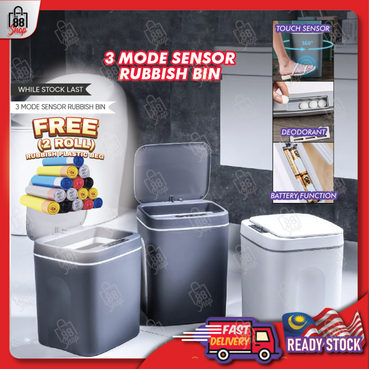 (1 Year Warranty) 16L Big Volume Touchless Smart Sensor Dustbin, Trash ...