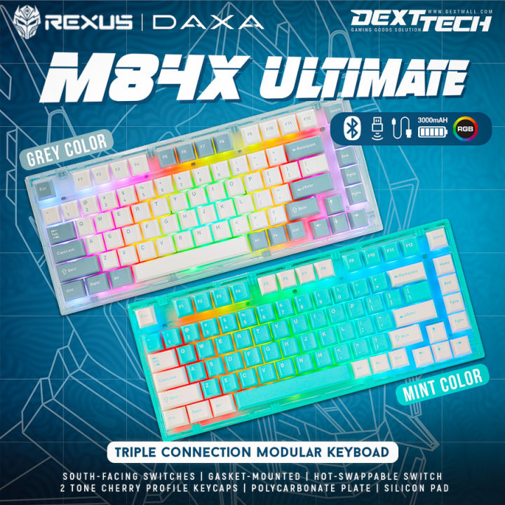 Rexus Daxa M84X Ultimate 75% RGB Hotswap Mechanical Gaming Keyboard ...