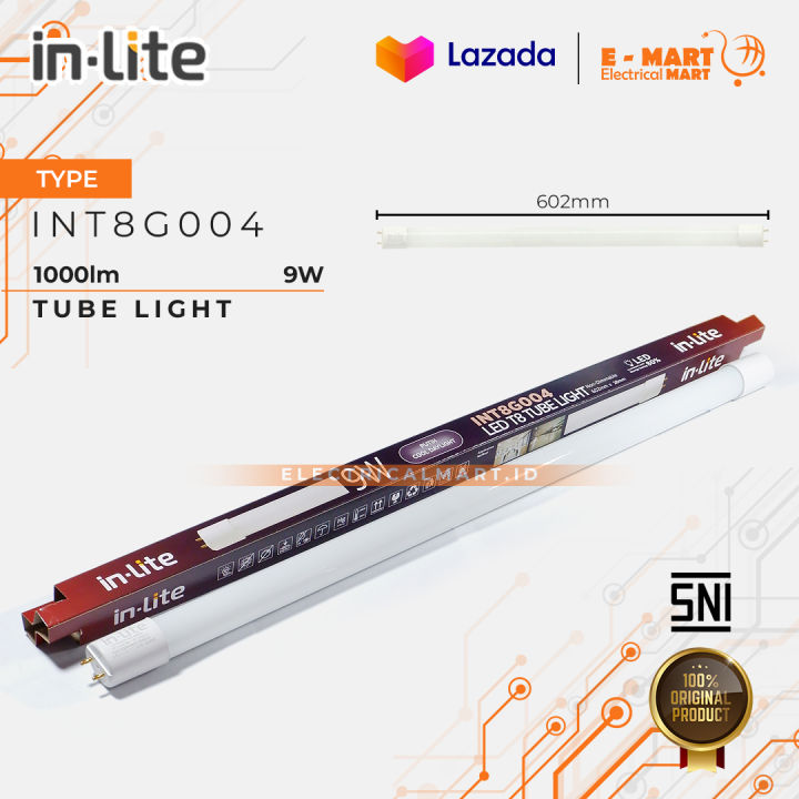 INLITE TL LED 9w T8 IN-LITE Led Tube 9 W 60CM setara Lampu Neon 18W ...