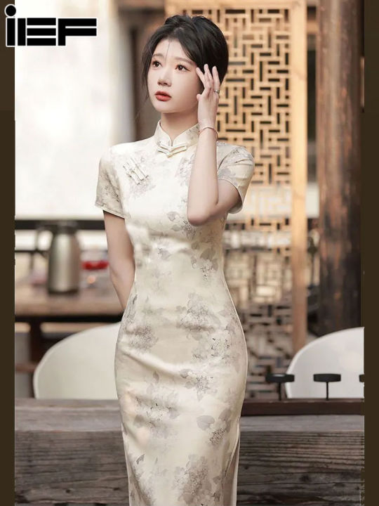 IEF 2024 New Chinese style retro French cheongsam new temperament long ...