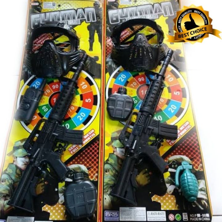 MAINAN ANAK PISTOL GUNMAN BISA BUNYI ADA TOPENG DAN FULL SET SENJATA ...