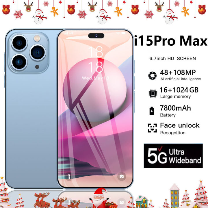 แบรนด์ใหม่ i15Pro Max Largest Mobile Smartphone 5G เกมแบบเต็มหน้าจอการ ...