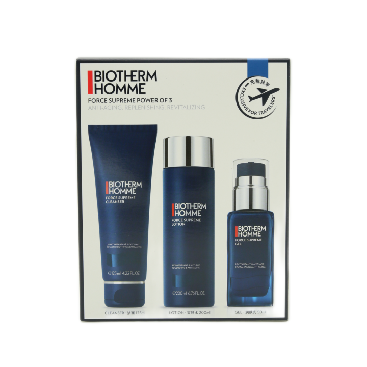 BIOTHERM Homme F.S. Power of 3 Set (Cleanser 125ml+Lotion 200ml+Gel ...