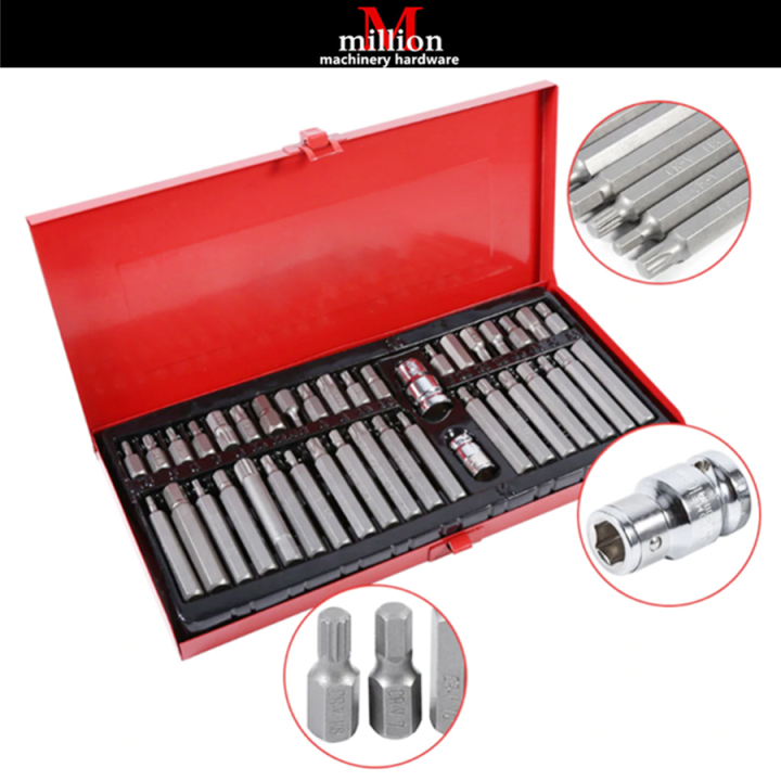 40pcs / set Hex Star Spline Torx Socket Screwdriver Bit Set 1/2 3/8 ...