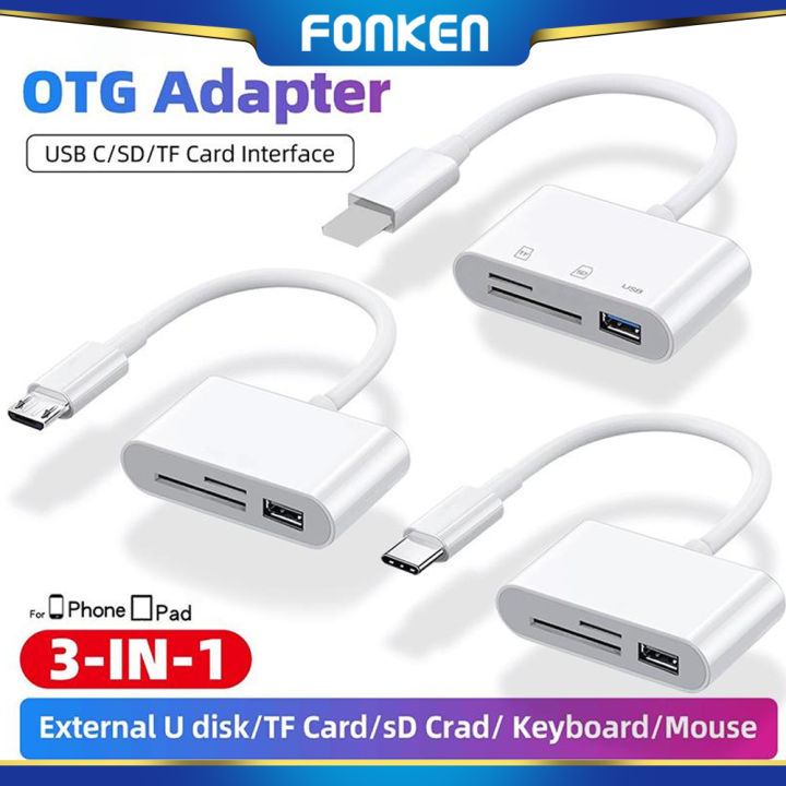 Fonken Type C Card Reader 3 In 1 Type C To Usb Sd Micro Sd Card Reader