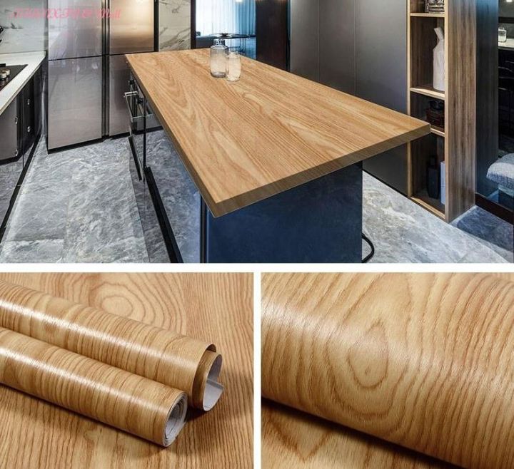 【TX】Self adhesive wood grain wallpaper waterproof oilproof PVC wooden ...