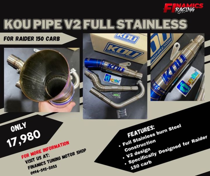 KOU RACING PIPE FULL STAINLESS V2 RAIDER 150 CARB | Lazada PH