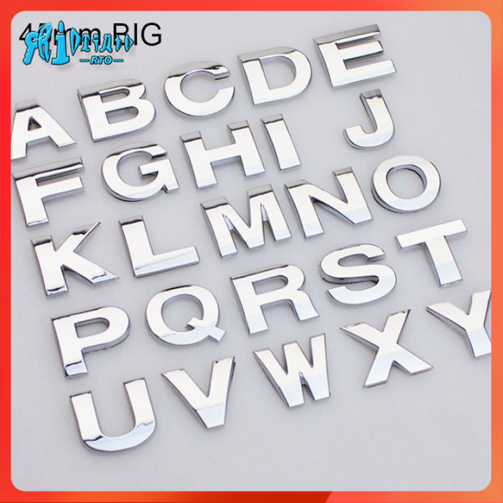 RTO 1 x 45mm Silver Metal DIY 3D Letter Alphabet Number Emblem Motor ...
