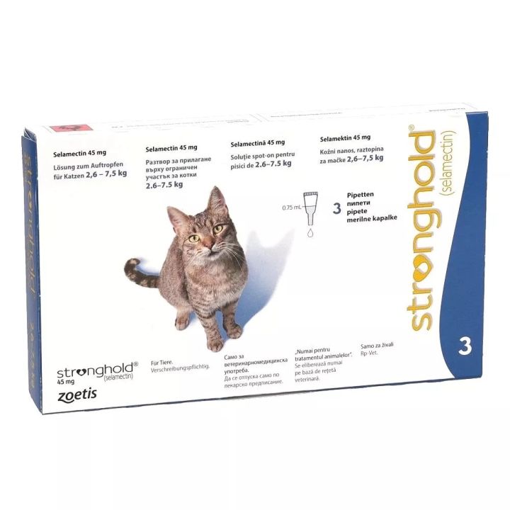 Stronghold for Cats (2.6-7.5kg) Spot-On Flea, Intestinal Worm and ...