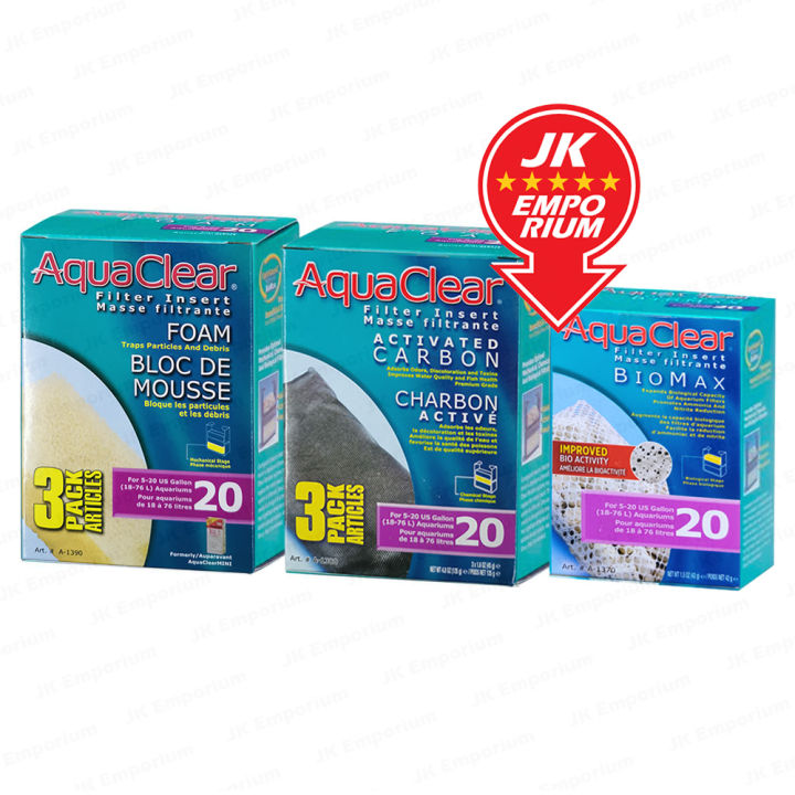 Hagen AquaClear 20 Replacement Filter Insert Bio Media Foam Activated ...