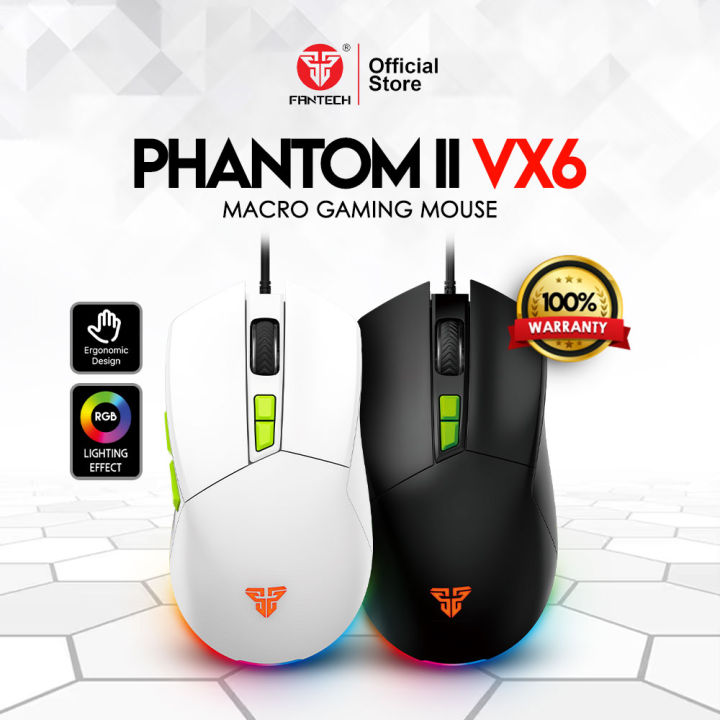 Fantech Phantom II VX6 Neon Macro Gaming Mouse with Ergonomic Design ...