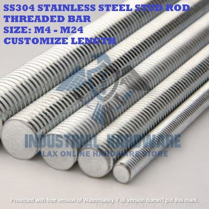 M6 to M20 Stainless Steel SS304 Threaded Bar / Stud Rod Stud Bolt | Lazada