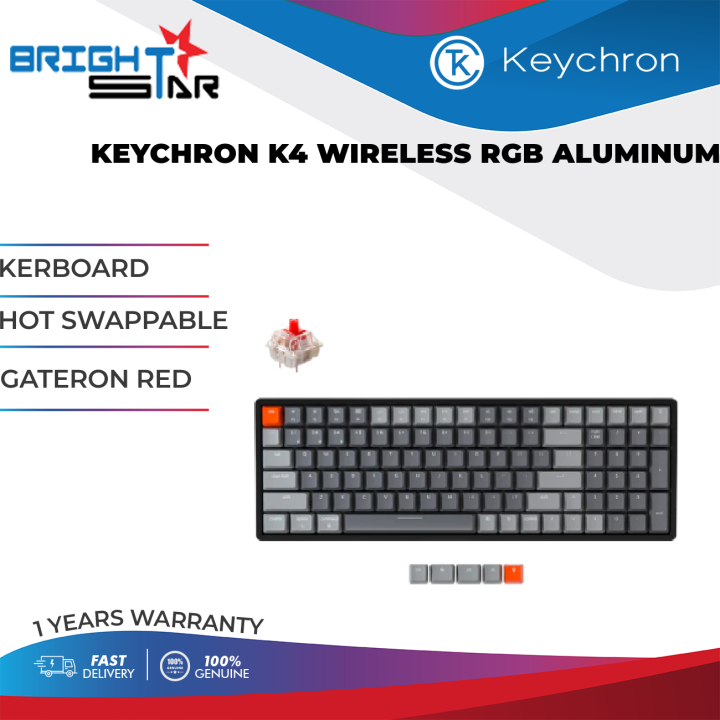 KEYBOARD / KEYCHRON K4 WIRELESS RGB ALUMINUM / HOT-SWAPPABLE / GATERON ...