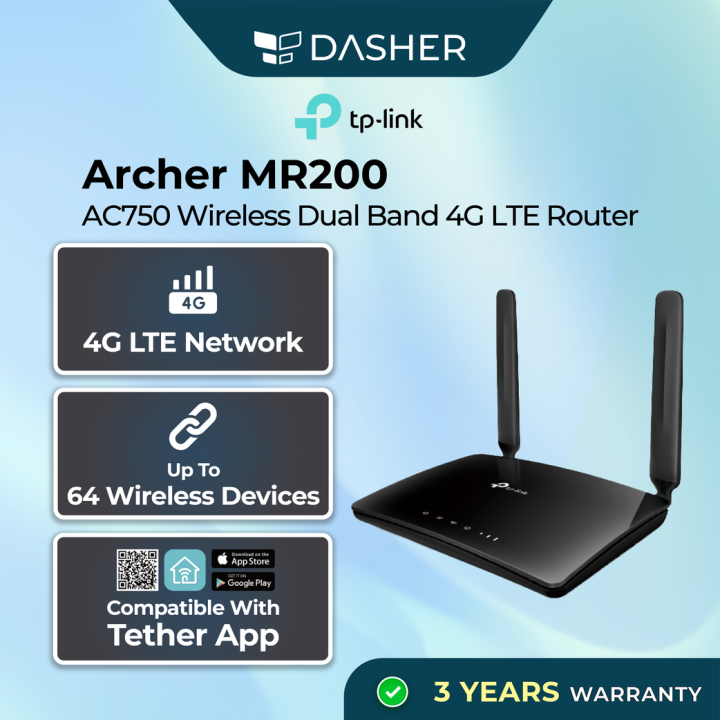 TP-Link Archer MR200 AC750 Wireless Dual Band 4G LTE Router SIM Card ...