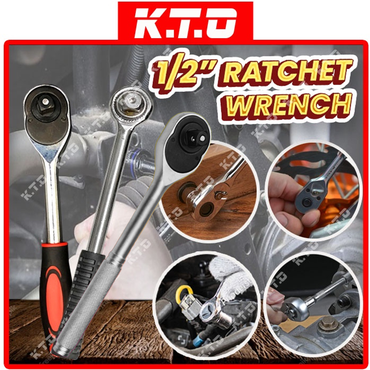 Ratchet Wrench Socket Hand Tool 1/2" Heavy Duty Quick Release Chrome ...