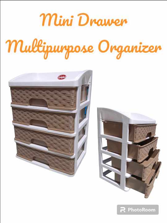 4 Layer Mini Rattan Drawer Desk Drawer Multipurpose Organizer | Lazada PH