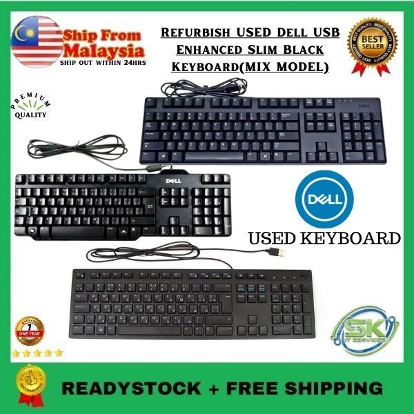Refurbish Used Dell USB Enhanced Slim Black Keyboard | Lazada