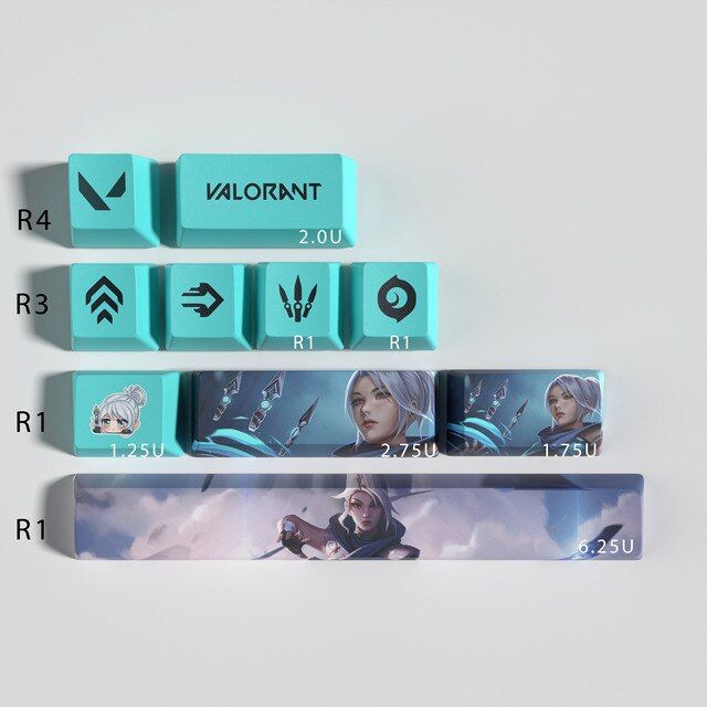 Valorant Game Jett Keycaps โปรไฟล์ OEM 10คีย์ PBT Dye Sub Keycaps | Lazada.co.th