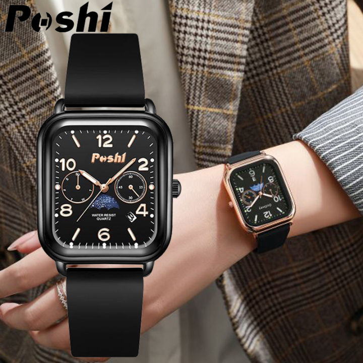 POSHI นาฬิกาแฟชั่นสำหรับผู้หญิง Jam Tangan Digital สมาร์ทสำหรับผู้หญิง ...