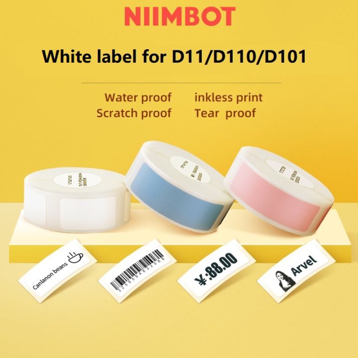 Niimbot 3 Rolls D11/D110/D101 White Label Sticker Waterproof Oil Proof No Glue Residue Label ...