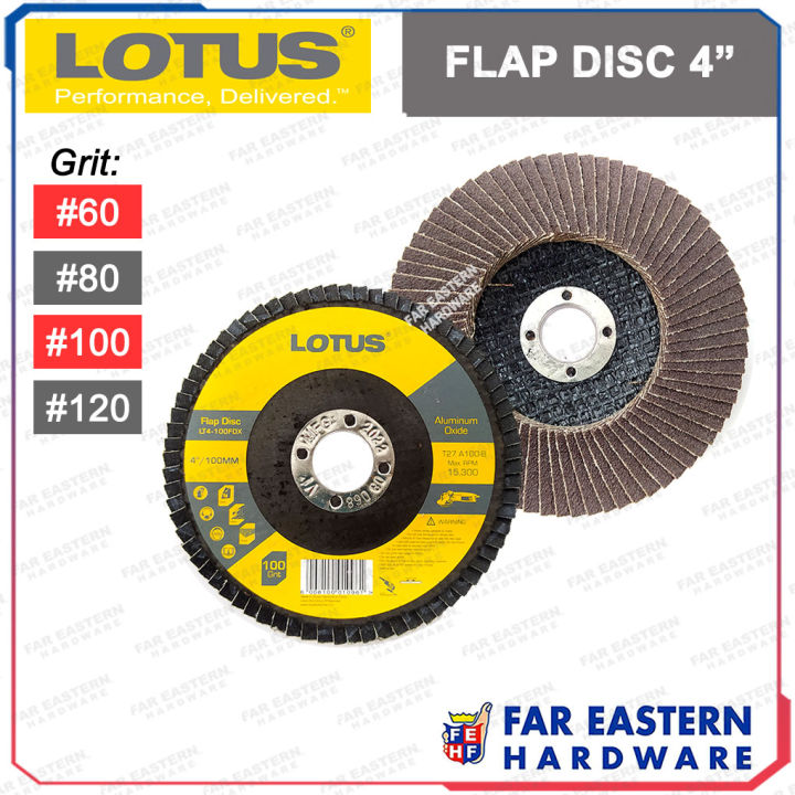 LOTUS Flap Disc 4" for Angle Grinder Grit 60 80 100 120 LTAC | Lazada PH