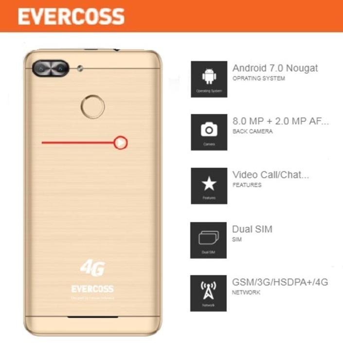 EVERCOSS U6 4G LTE XTREAM 1 PLUS RAM 1GB ROM 8GB HP CAMERA 8MP+2MP ...