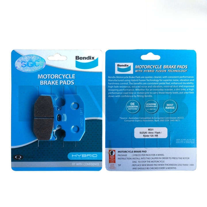 Bendix Motorcycle Brake Pads Rear for Yamaha R15 V3, XSR 155, MT 15 ...