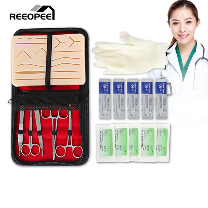 Reeopee Medical silicone suture pad set, surgical skin simulated wound suture pad training ...
