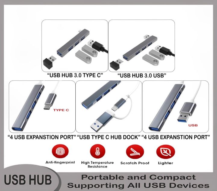 Anti - Fingerprint Multifunctional USB HUB Portable and Compact ...