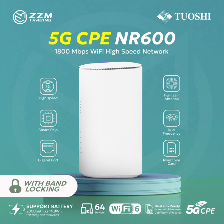 Tuoshi 5G CPE Router NR600 Openline Dual Sim 1800 Mbps Wi-Fi 6 High ...