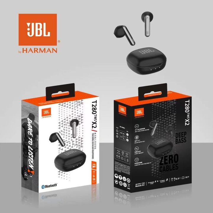 หูฟังบลูทูธJBL T280TWS X2 True Wireless Bluetooth Headphones In-Ear Earbuds บลูทูธ 5.3 หูฟังแบบ ...