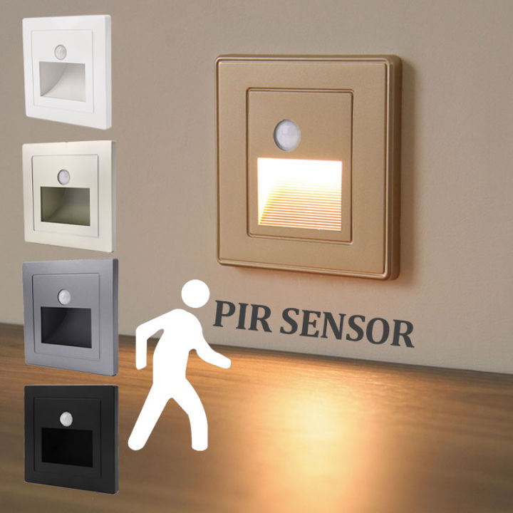 PIR Sensor Recessed LED Foot Light Stair Pathway Wall Lamp Infrared ...