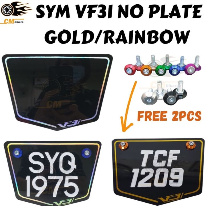 SYM VF3i No Plate Motor Number Plate with Crystal Font Silver Font ...