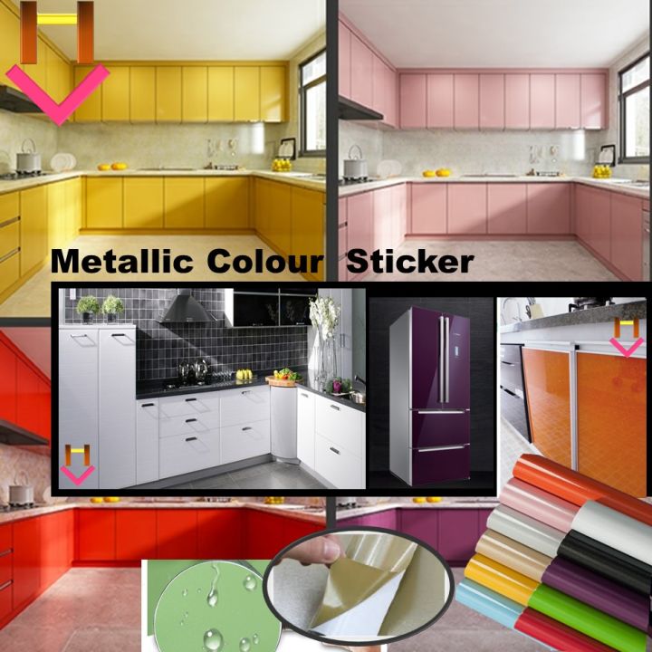 Cupboard Wallpaper Furniture Sticker 60cm x min. 2m Metallic Colour ...